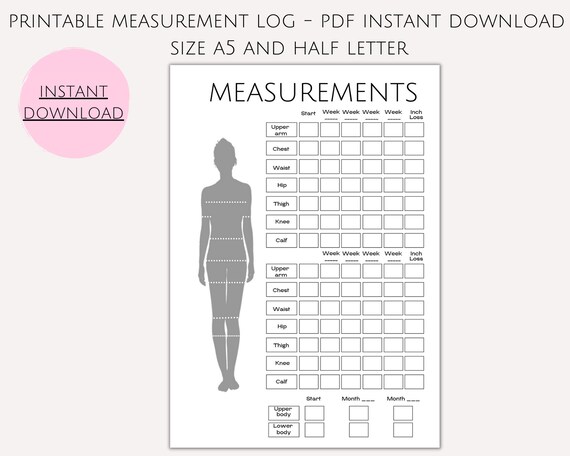 Body Measurement Tracker Printable Body Statistics Record | Etsy
