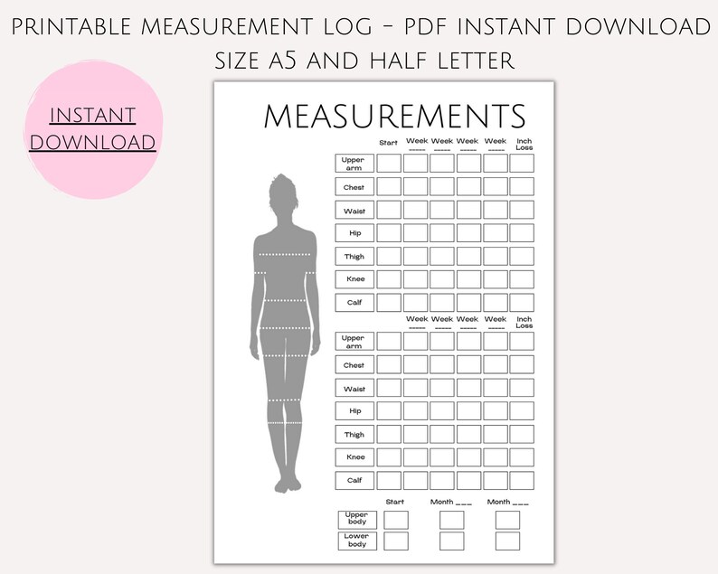 Body Measurement Tracker Printable Body Statistics Record | Etsy
