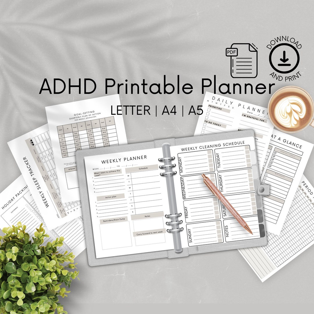 Printable ADHD Planner, ADHD Productivity Life Planner for Adults, Adhd ...