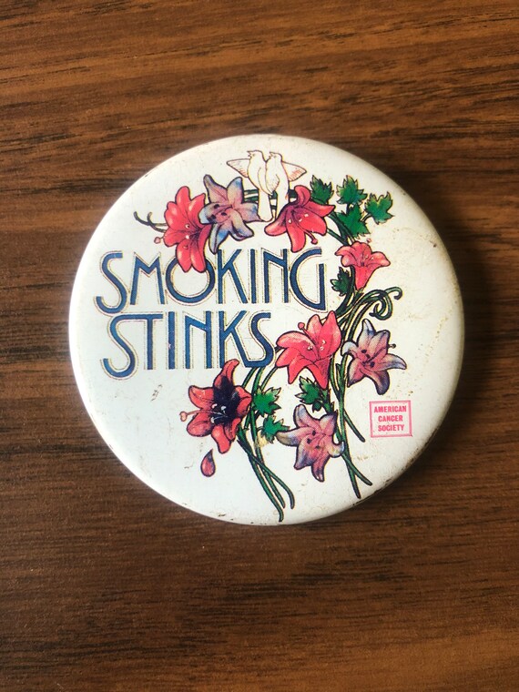 Vintage Smoking Stinks Pin/Button - Gem