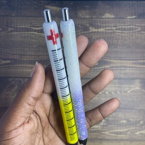 Glitter Nurse Syringe Resin Pen | Personalized Glitter Pen | Custom ...