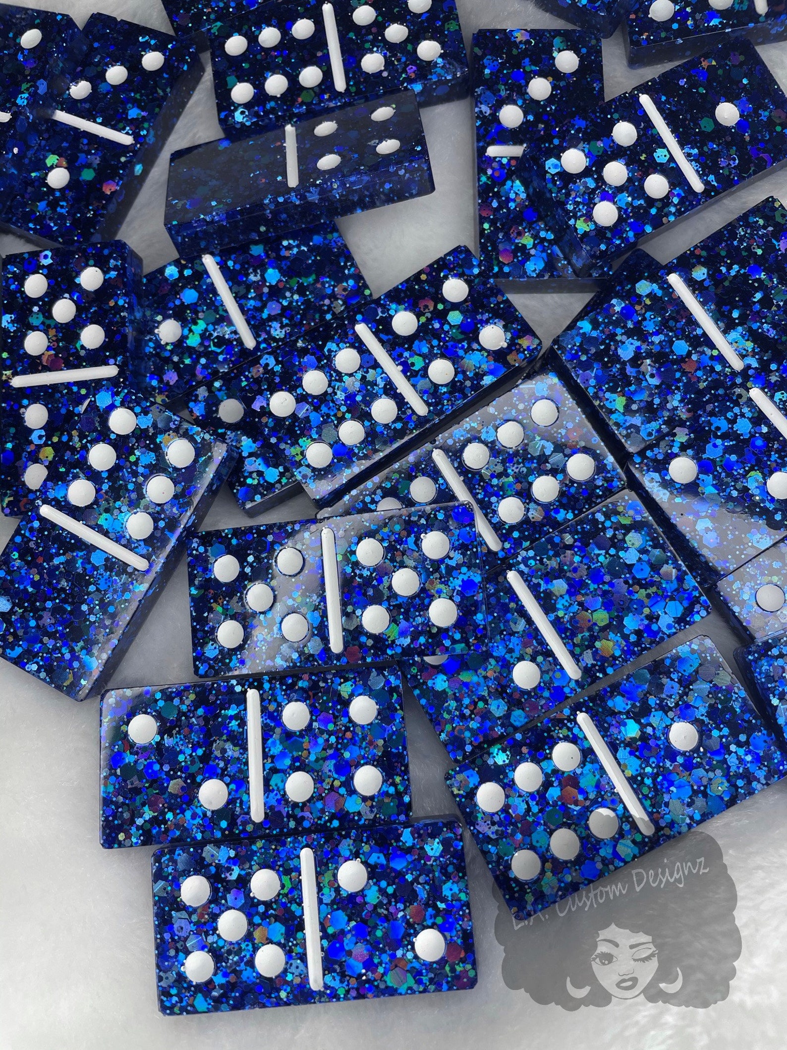 Custom Domino Set | Chunky Pink Glitter Resin Dominoes | Resin Game Set ...