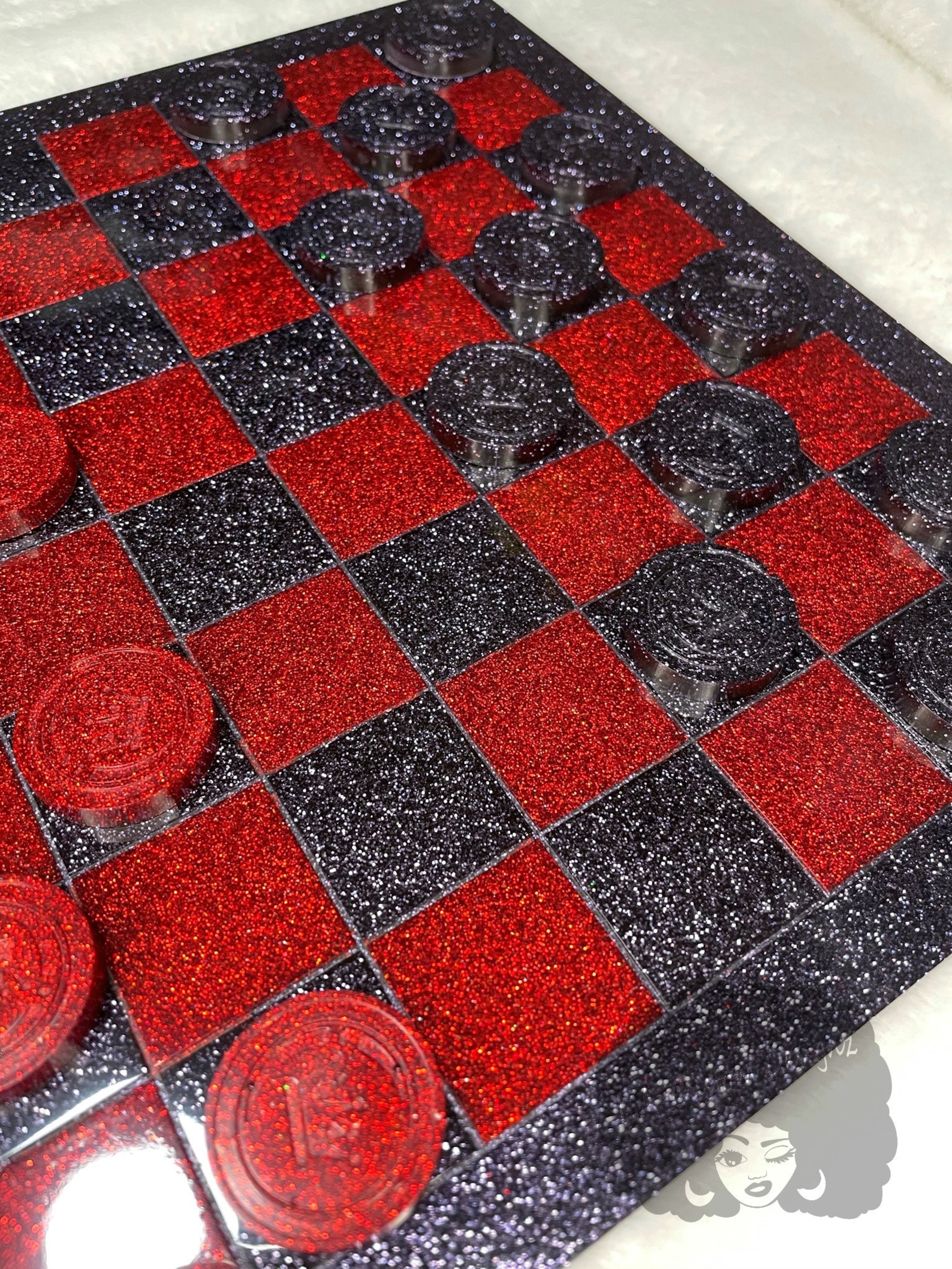 Glitter Resin Chess and Checkers Set Enchanted Opal & Chunky - Etsy