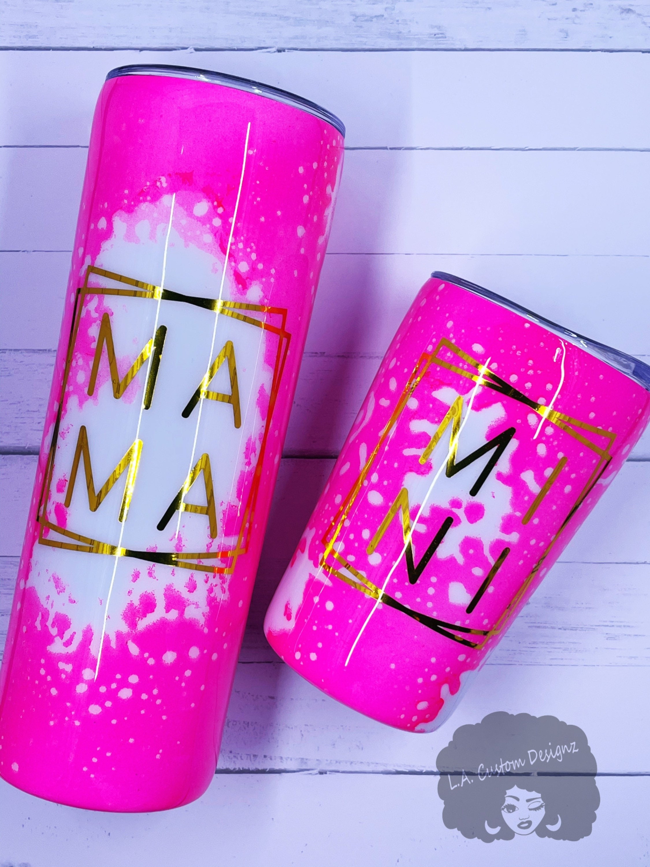 Mama And Mini Tumbler Set Hot Pink Powerwash Tumblers Mommy Etsy