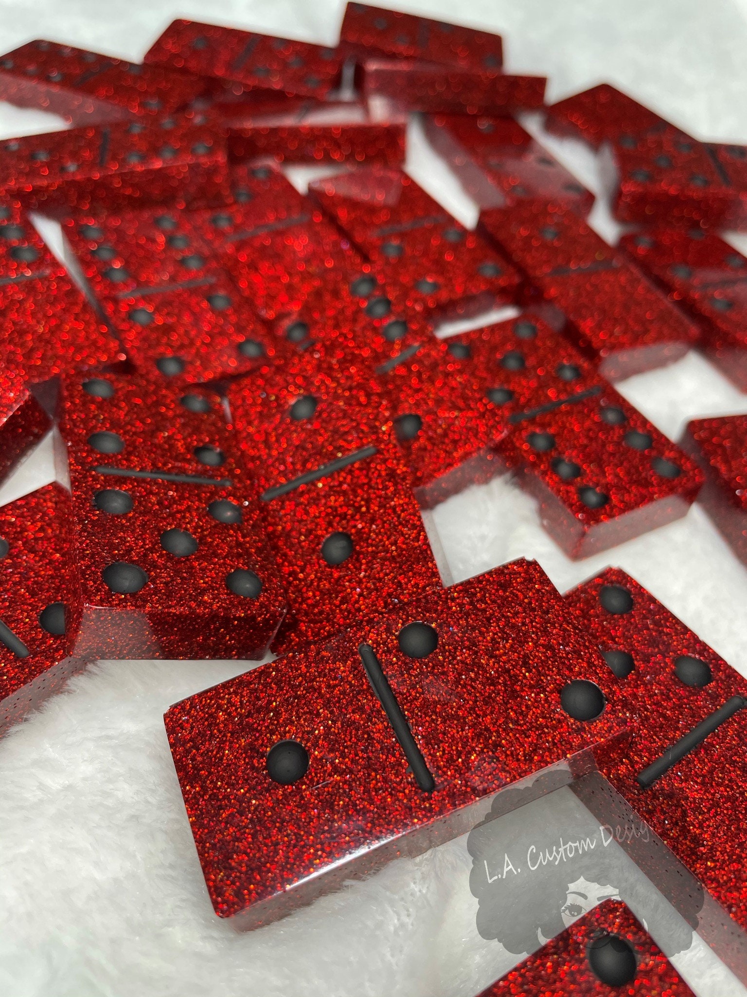 Custom Domino Set Chunky Pink Glitter Resin Dominoes Resin | Etsy