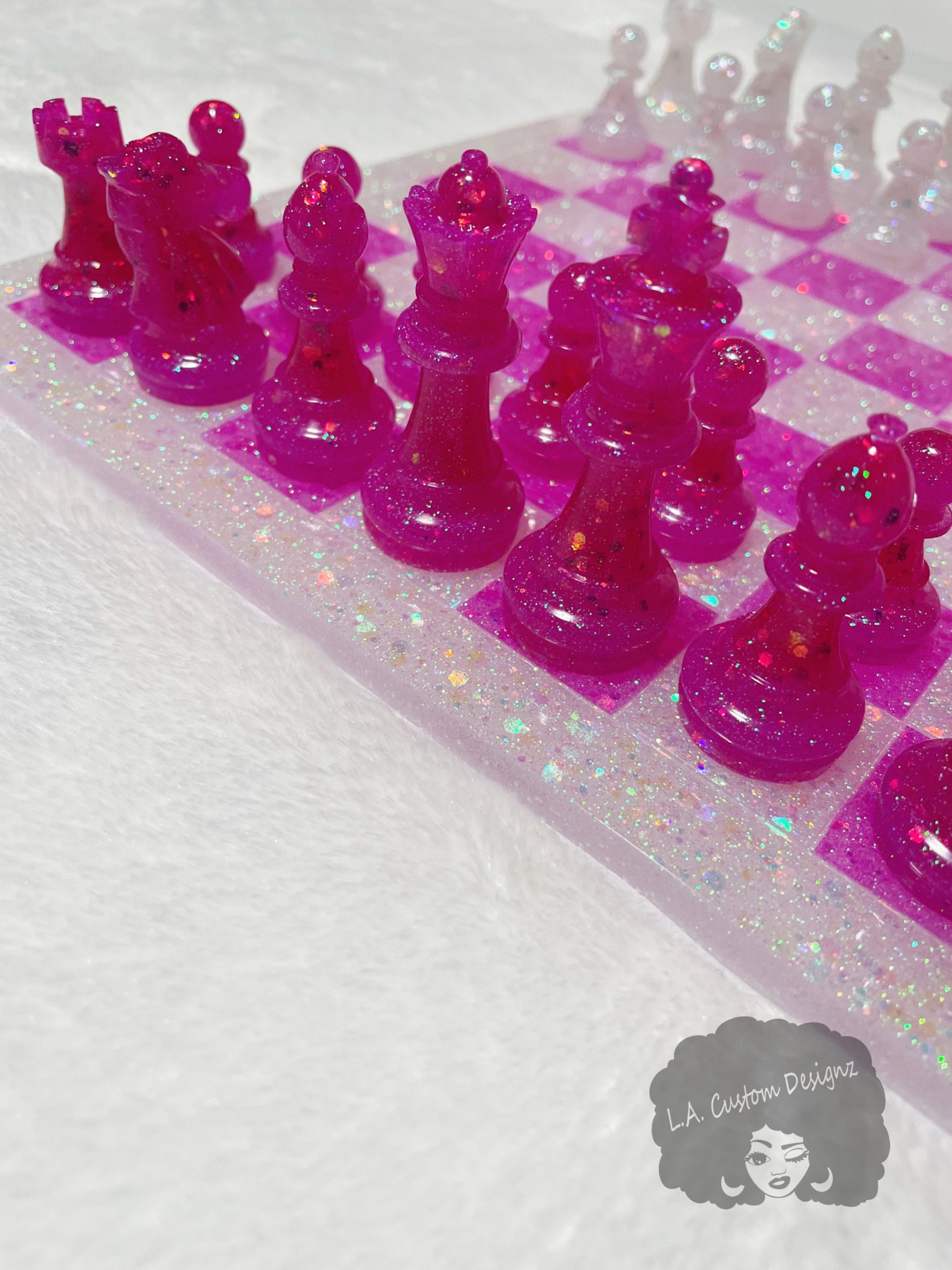 Glitter Resin Chess and Checkers Set Enchanted Opal & Chunky - Etsy