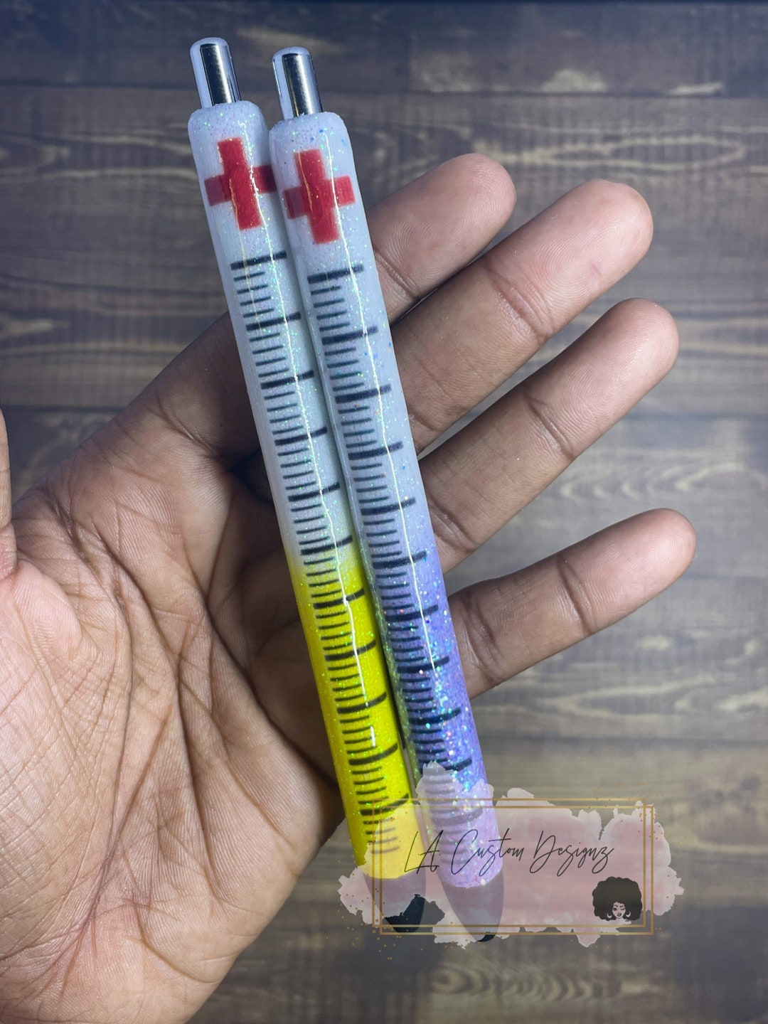 Glitter Nurse Syringe Resin Pen | Personalized Glitter Pen | Custom ...