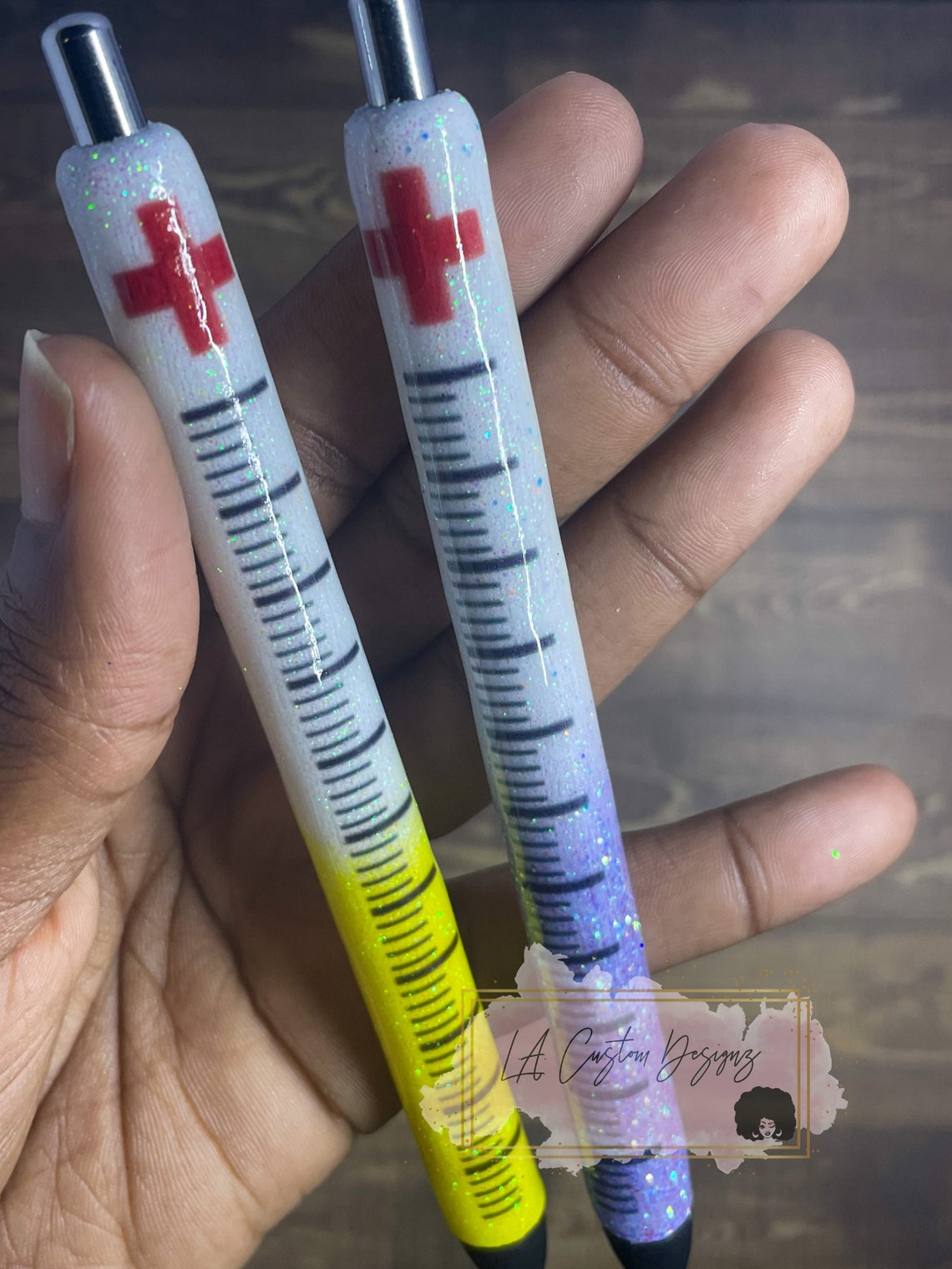 Glitter Nurse Syringe Resin Pen Personalized Glitter Pen - Etsy