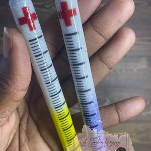 Glitter Nurse Syringe Resin Pen | Personalized Glitter Pen | Custom ...