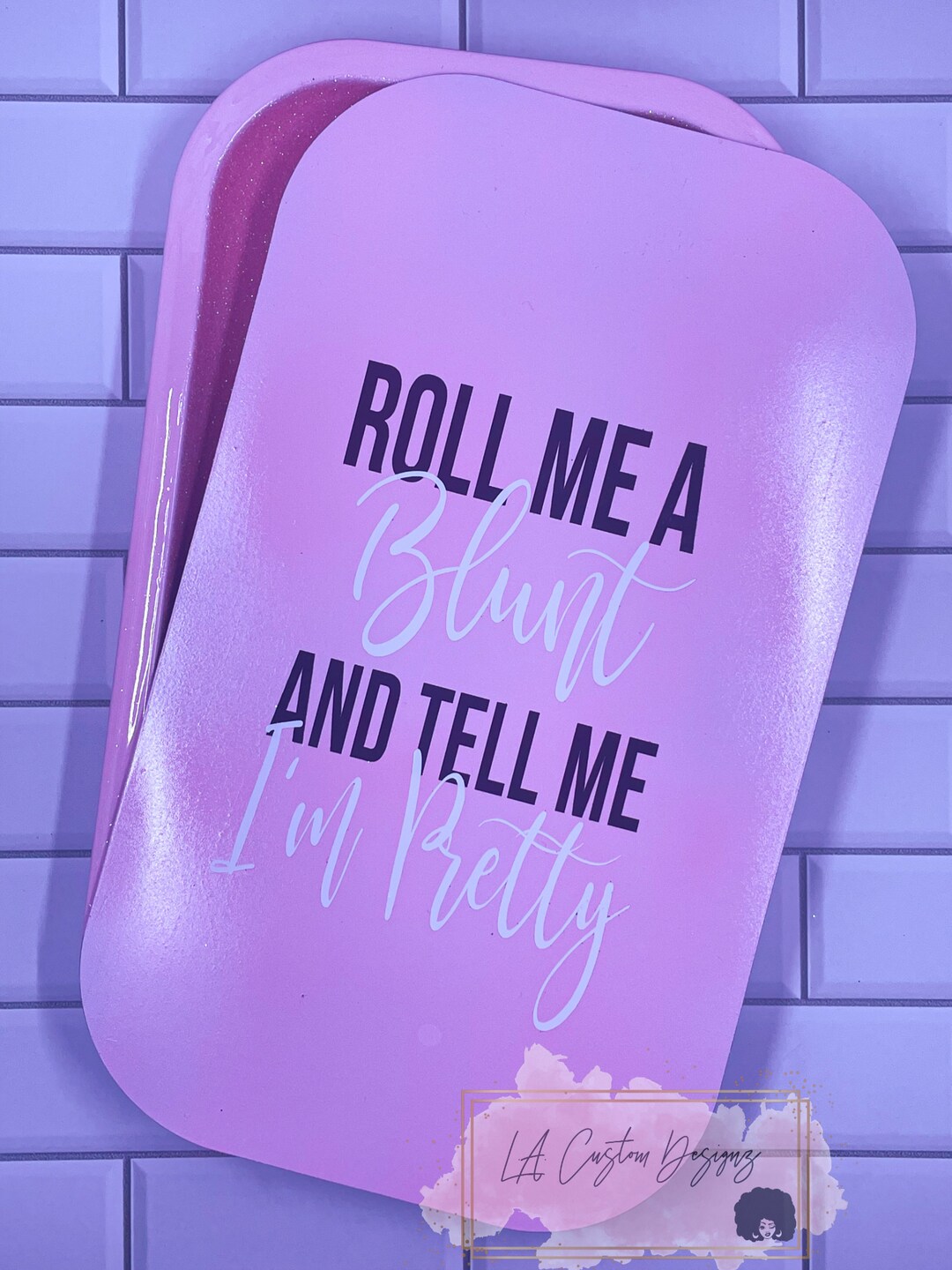 Roll Me and Tell Me I'm Pretty Tray Set With Magnetic Lid | Blush ...