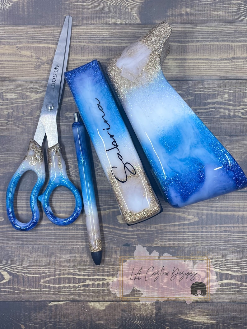 6 Piece Beach Theme Resin Office Supply Set Resin Scissors - Etsy