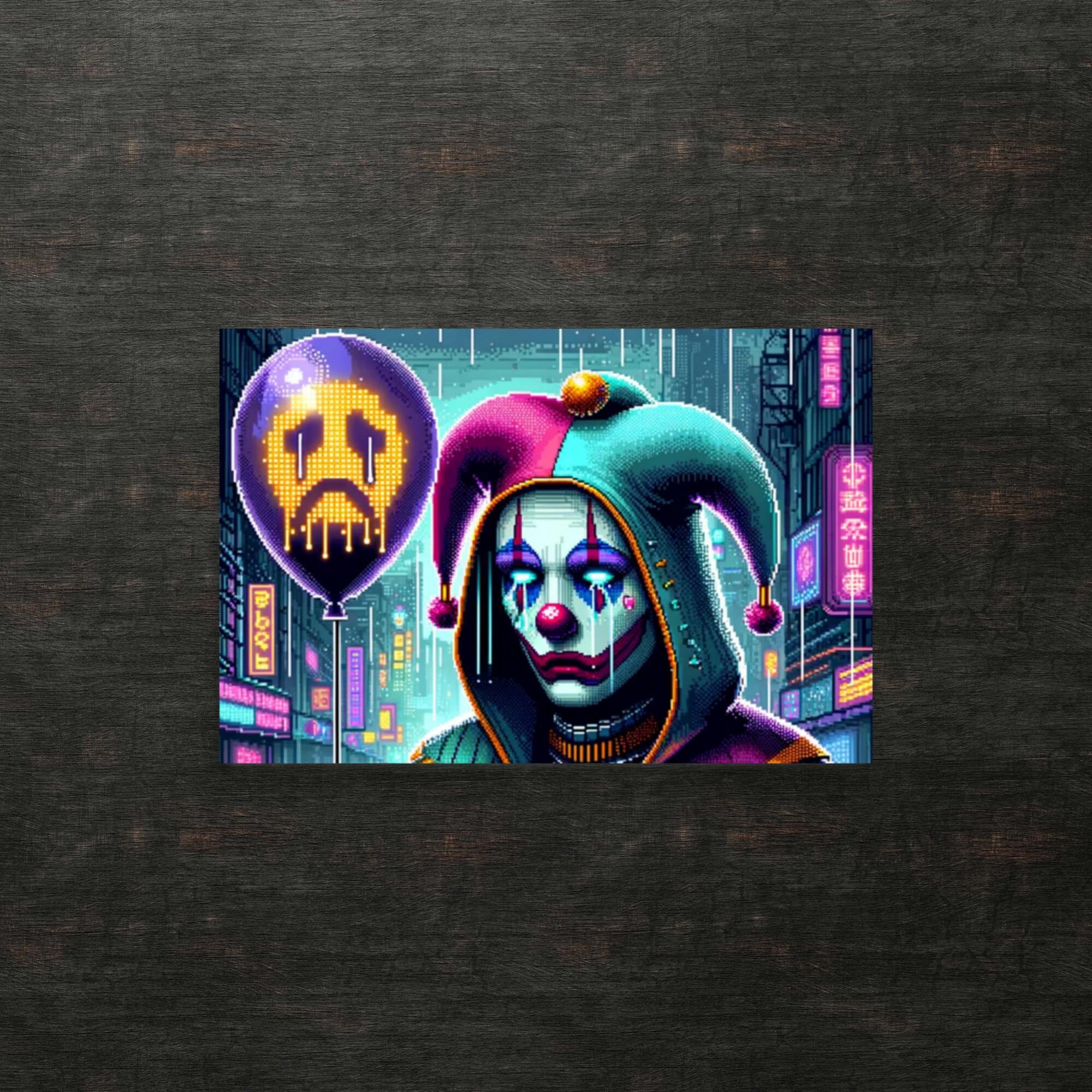 Cyberpunk Sad Clown Pixel Art Poster - Etsy