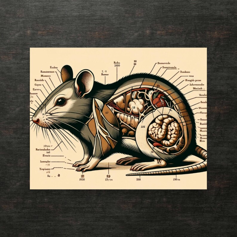 Japanese Style Rat Anatomy Diagram Poster - Etsy