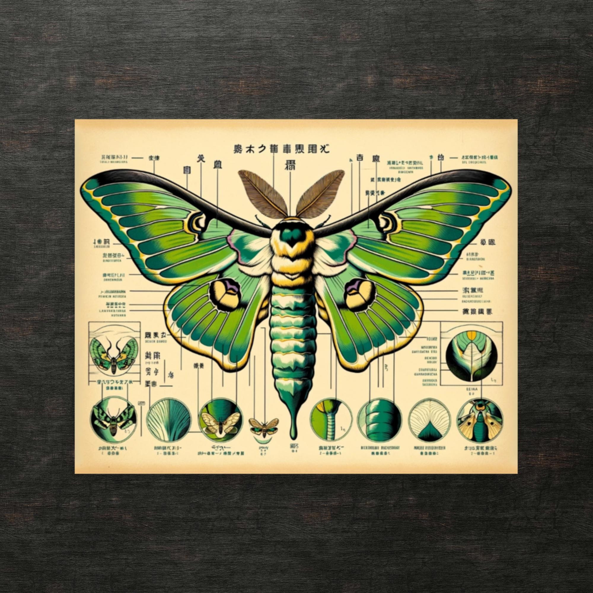 Japanese Luna Moth Diagram Poster - Etsy