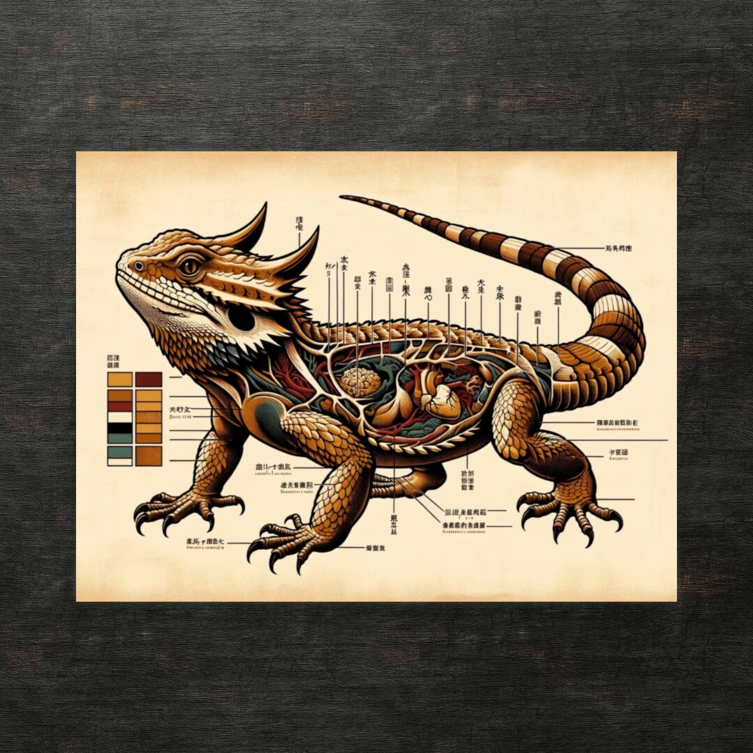 Japanese Style Bearded Dragon Poster - Etsy