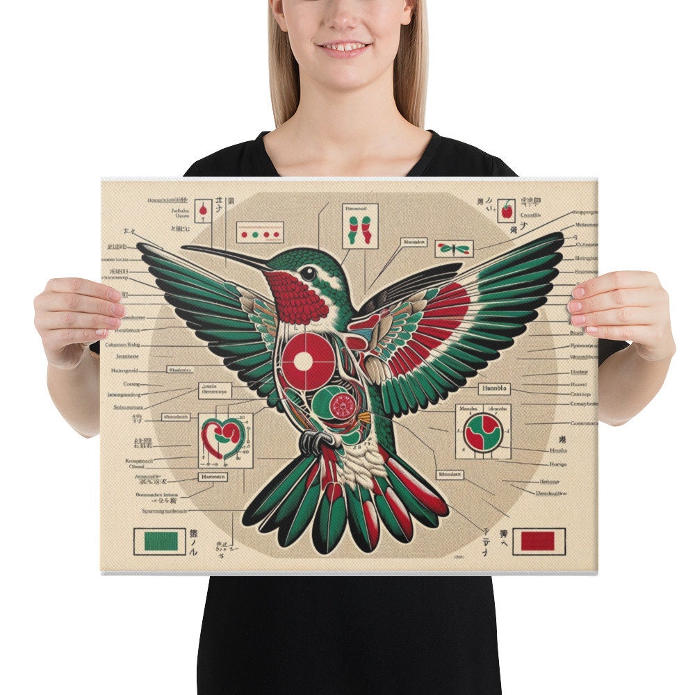 Japanese Hummingbird Anatomy on Canvas - Etsy