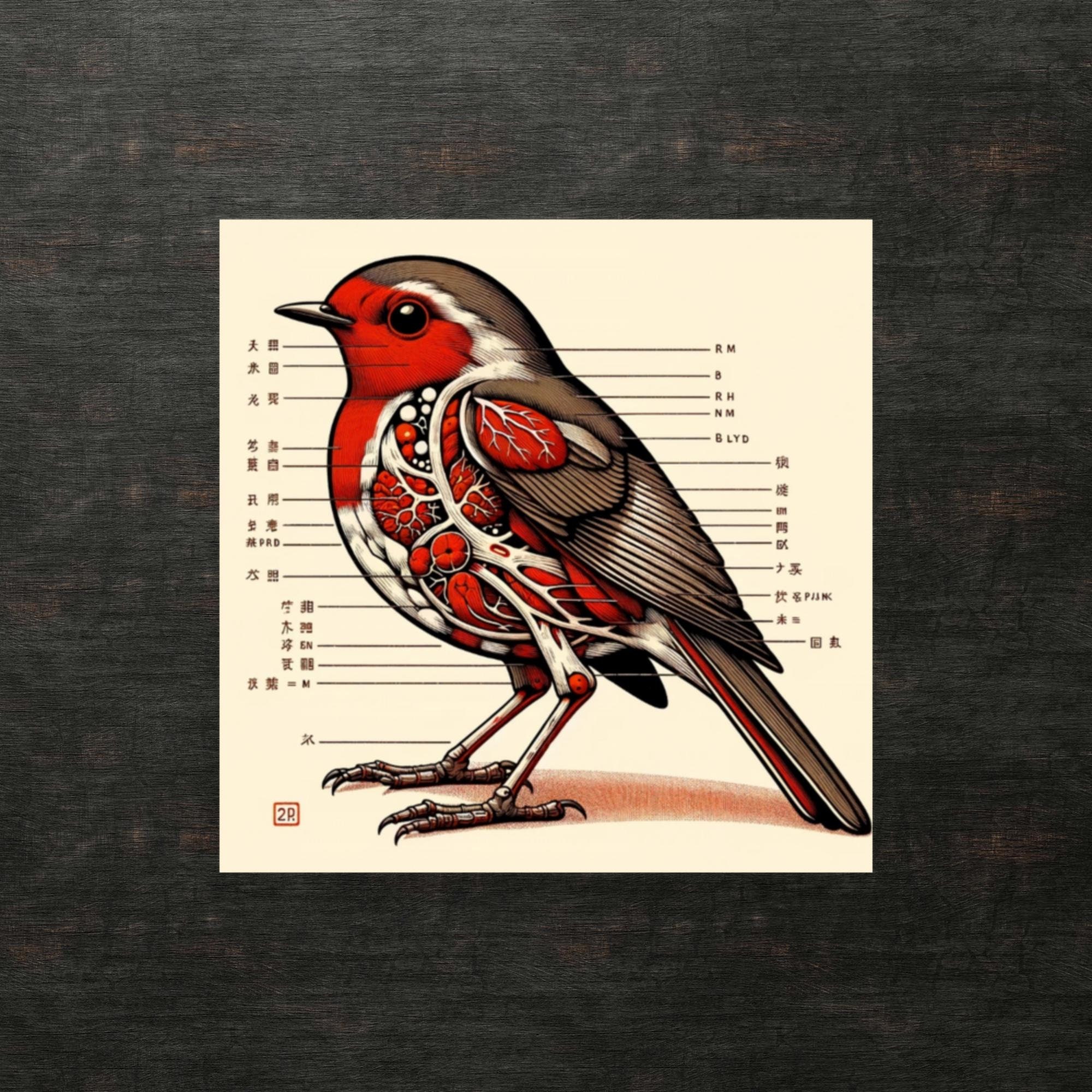 Traditional Japanese Robin Anatomy Chart Poster - Etsy