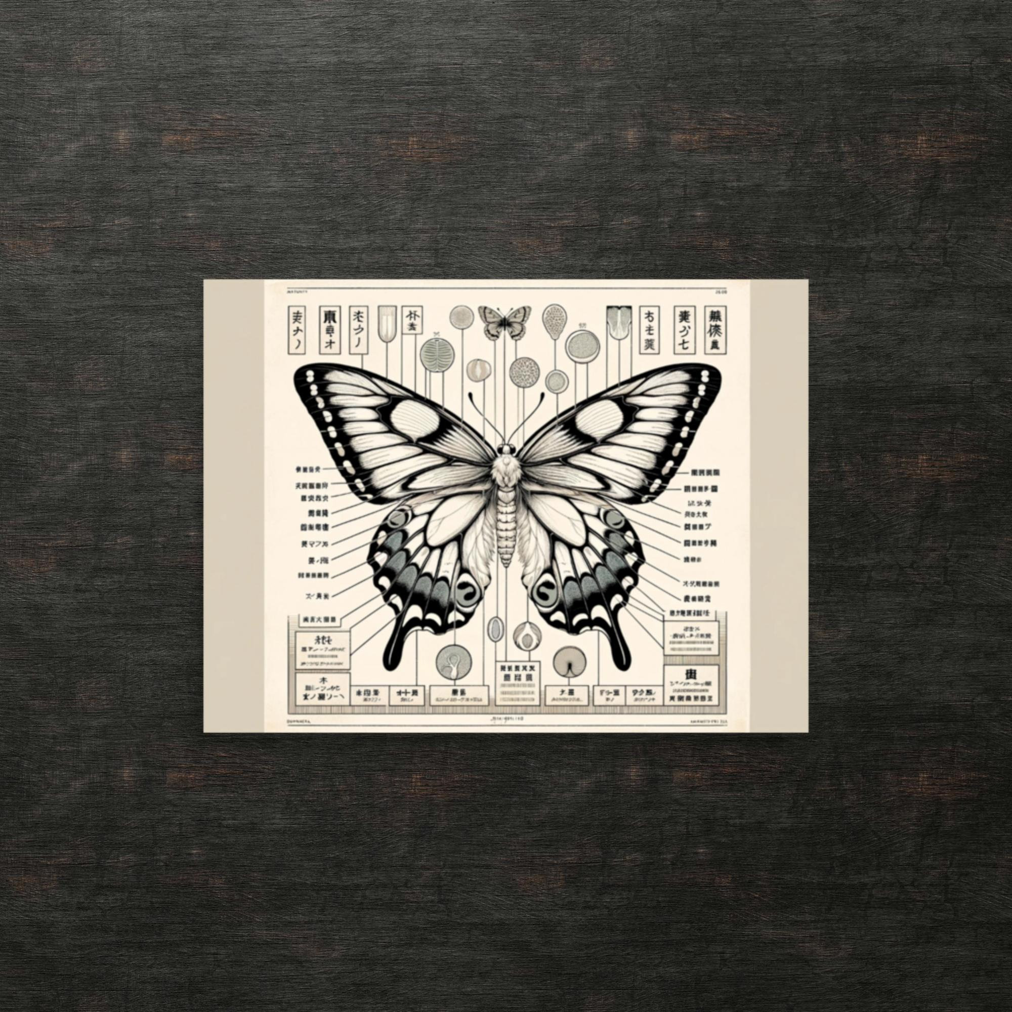 Japanese Grayscale Moth Diagram Poster - Etsy