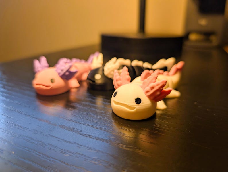 3D Printed Flexi Axolotl Articulated Toy Cute Poseable Salamander ...