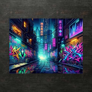 Cyberpunk Pixel Art Graffiti Poster - Etsy