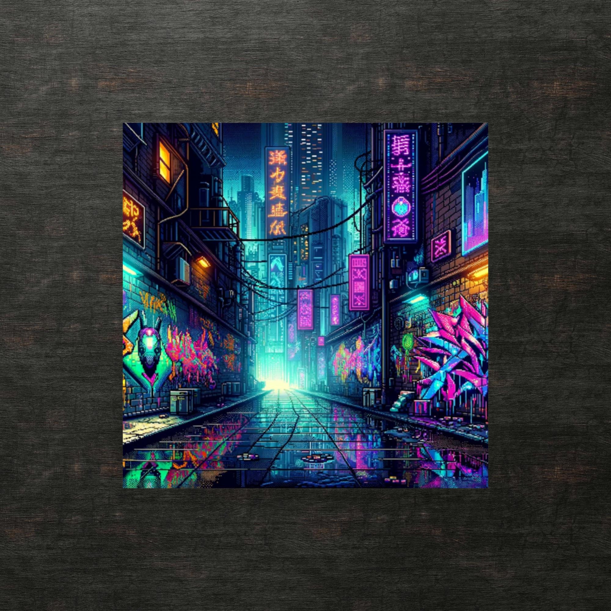 Cyberpunk Pixel Art Graffiti Poster - Etsy