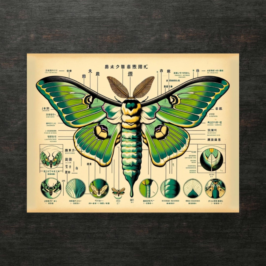 Japanese Luna Moth Diagram Poster - Etsy