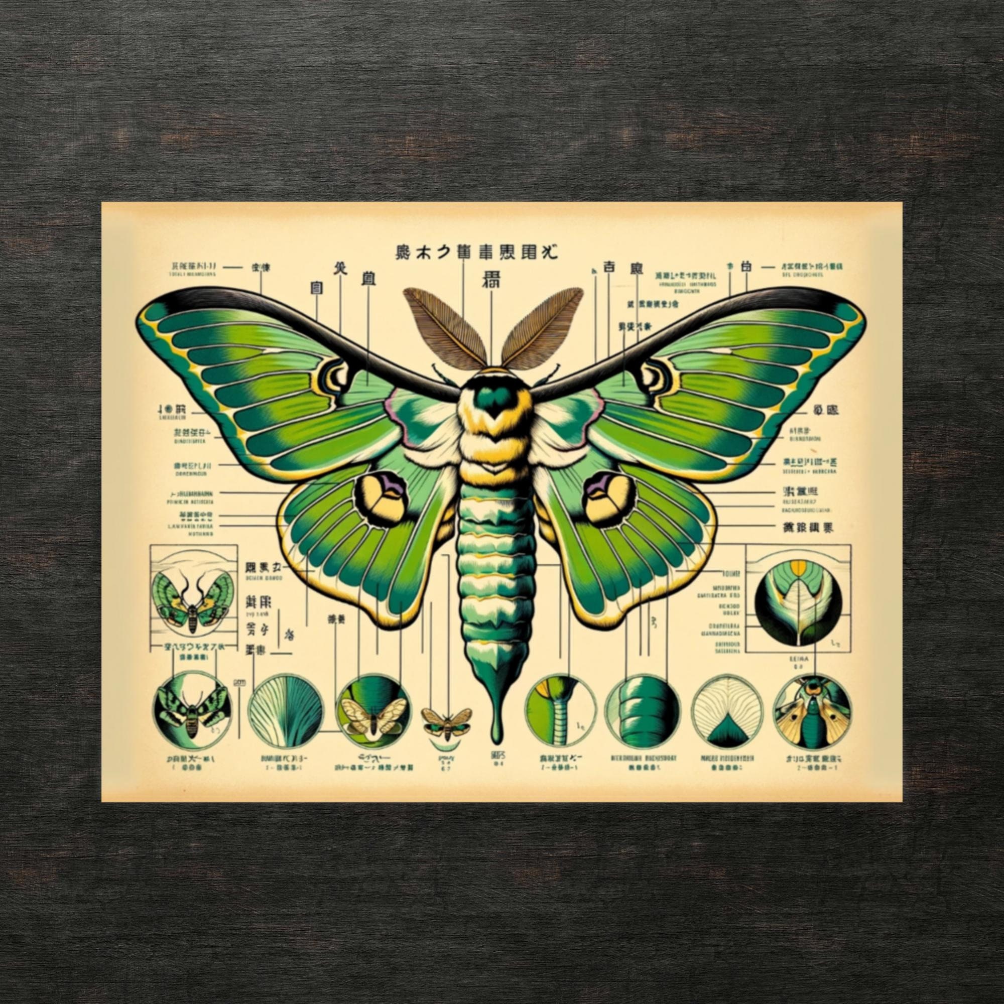 Japanese Luna Moth Diagram Poster - Etsy
