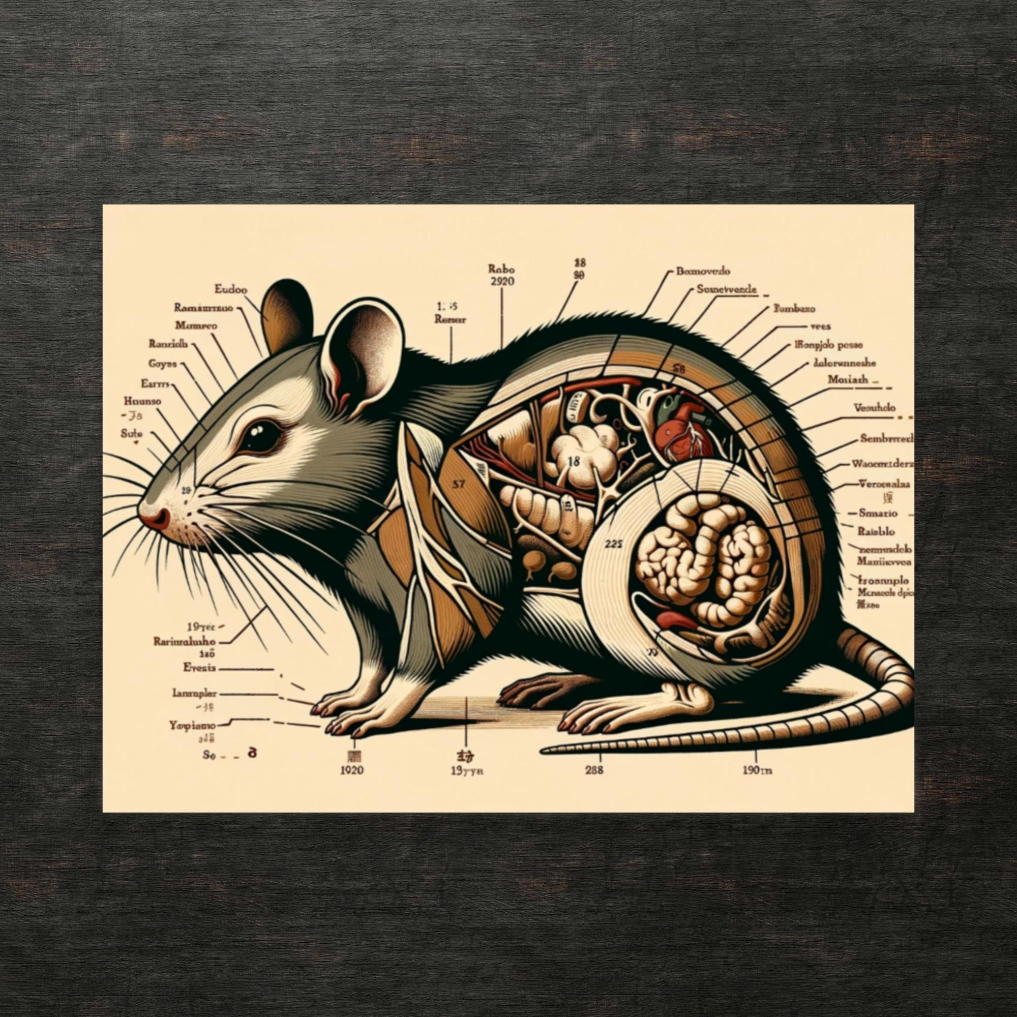 Japanese Style Rat Anatomy Diagram Poster - Etsy