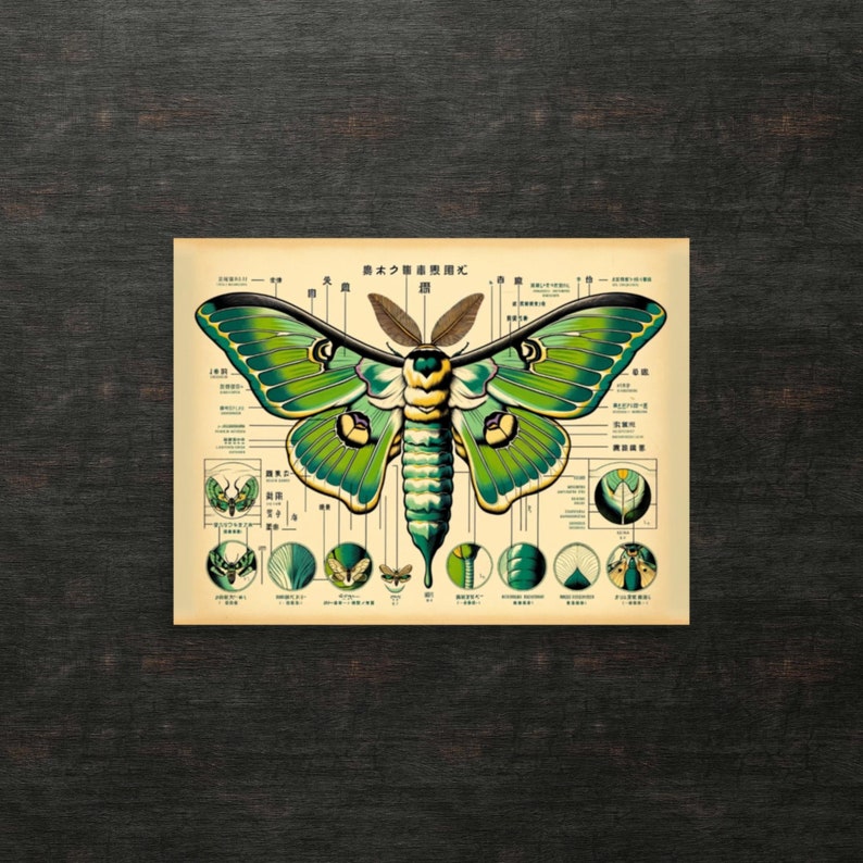 Japanese Luna Moth Diagram Poster - Etsy