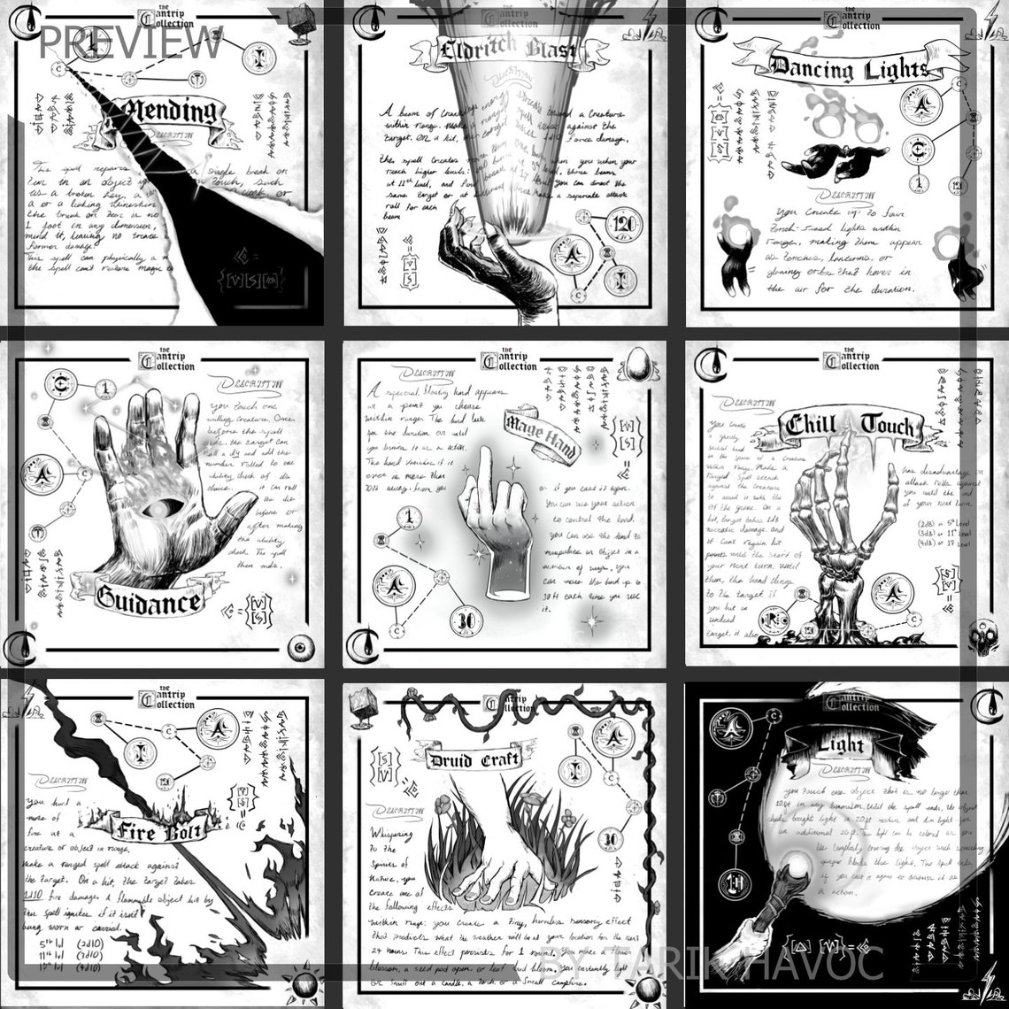 DND Spell Print Set Bundle 24 Total - Etsy