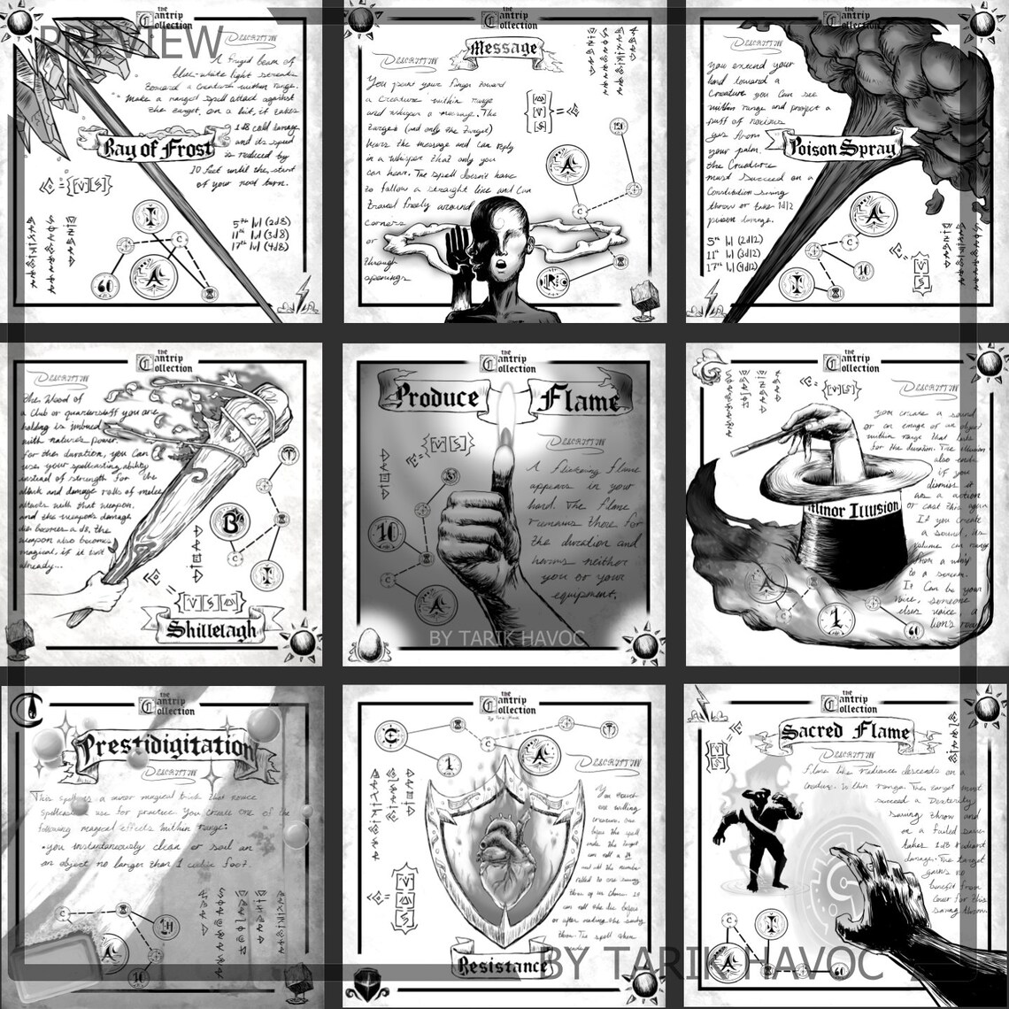 DND Spell Print Set Bundle 24 Total - Etsy