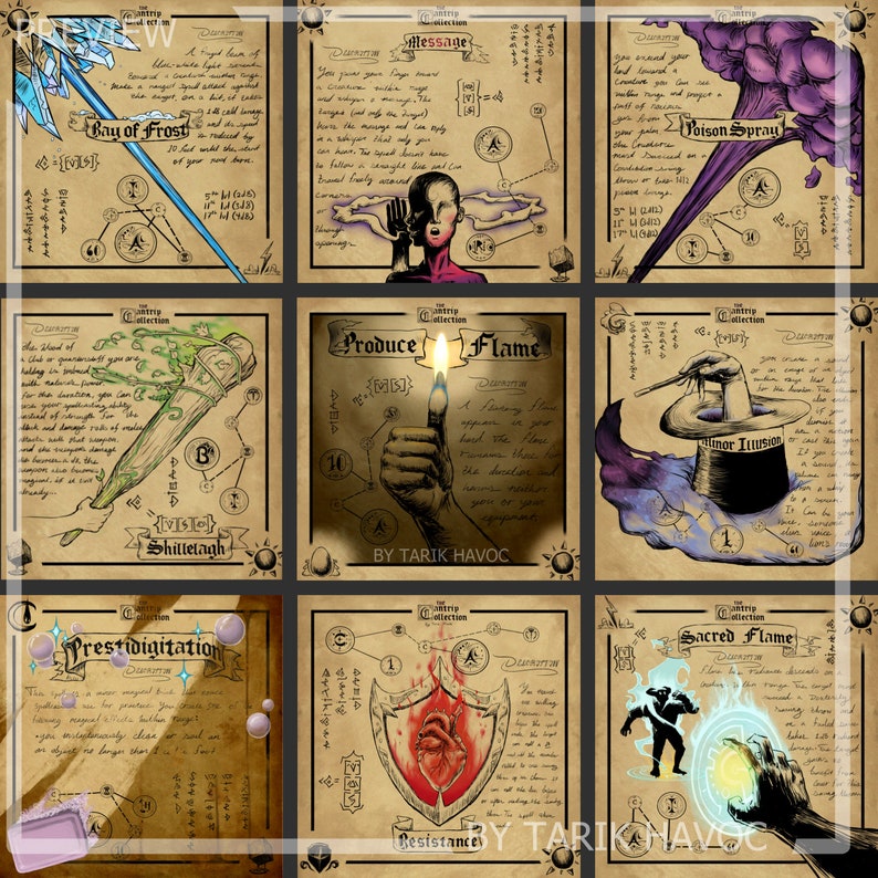 DND Spell Print Set Bundle (24 Total) - Etsy