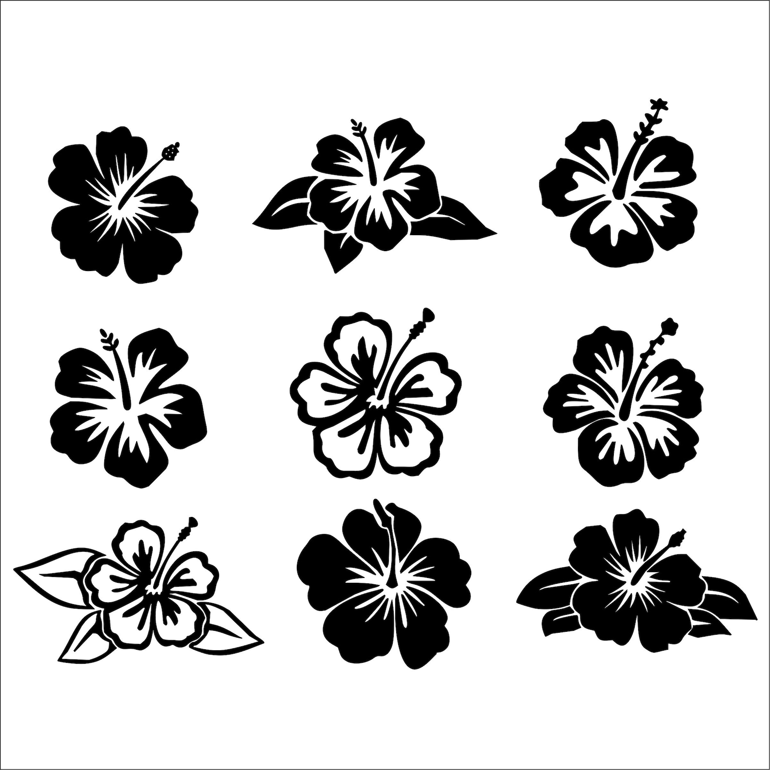 Hibiscus (9) Flower Pack SVG-DXF - Etsy