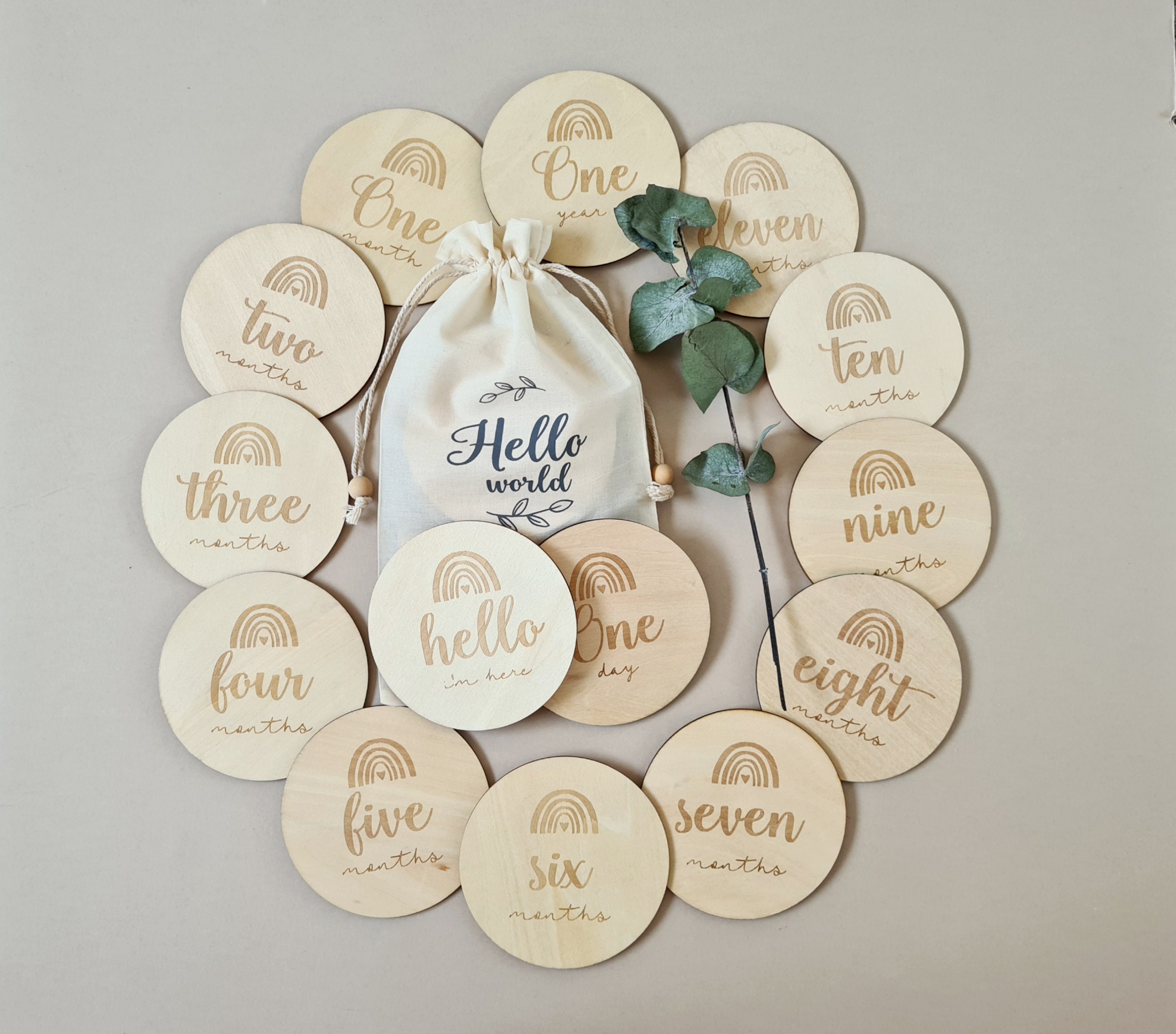 First Year Milestone Discs Baby Milestones Wooden Milestone - Etsy