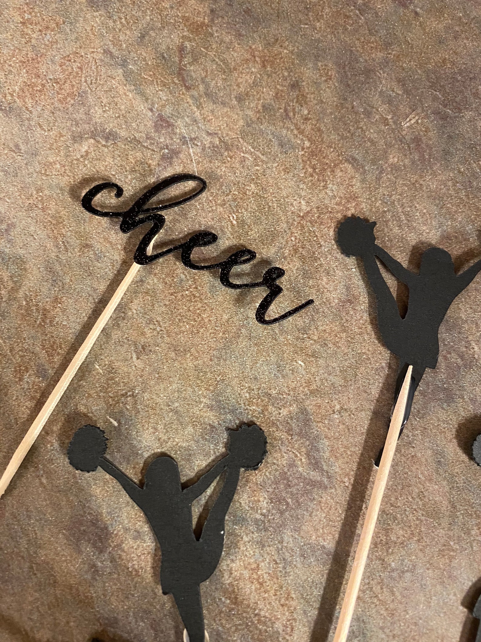 Set of 12 Cheer Cheerleading Pom Cupcake Toppers or - Etsy