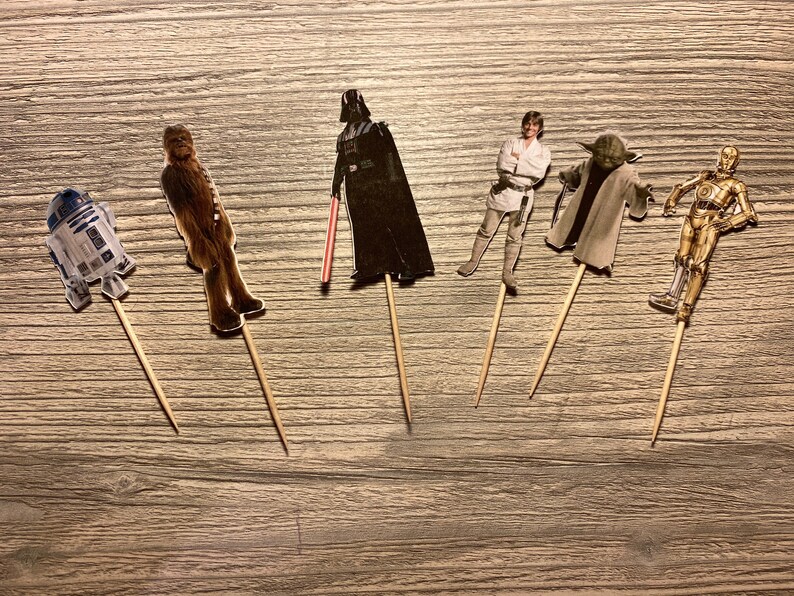 Set of 12 Original Star Wars Cupcake Toppers Yoda R2D2 - Etsy