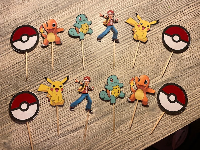 Pokémon Go Set of 12 Cupcake Toppers Pikachu Birthday Party - Etsy
