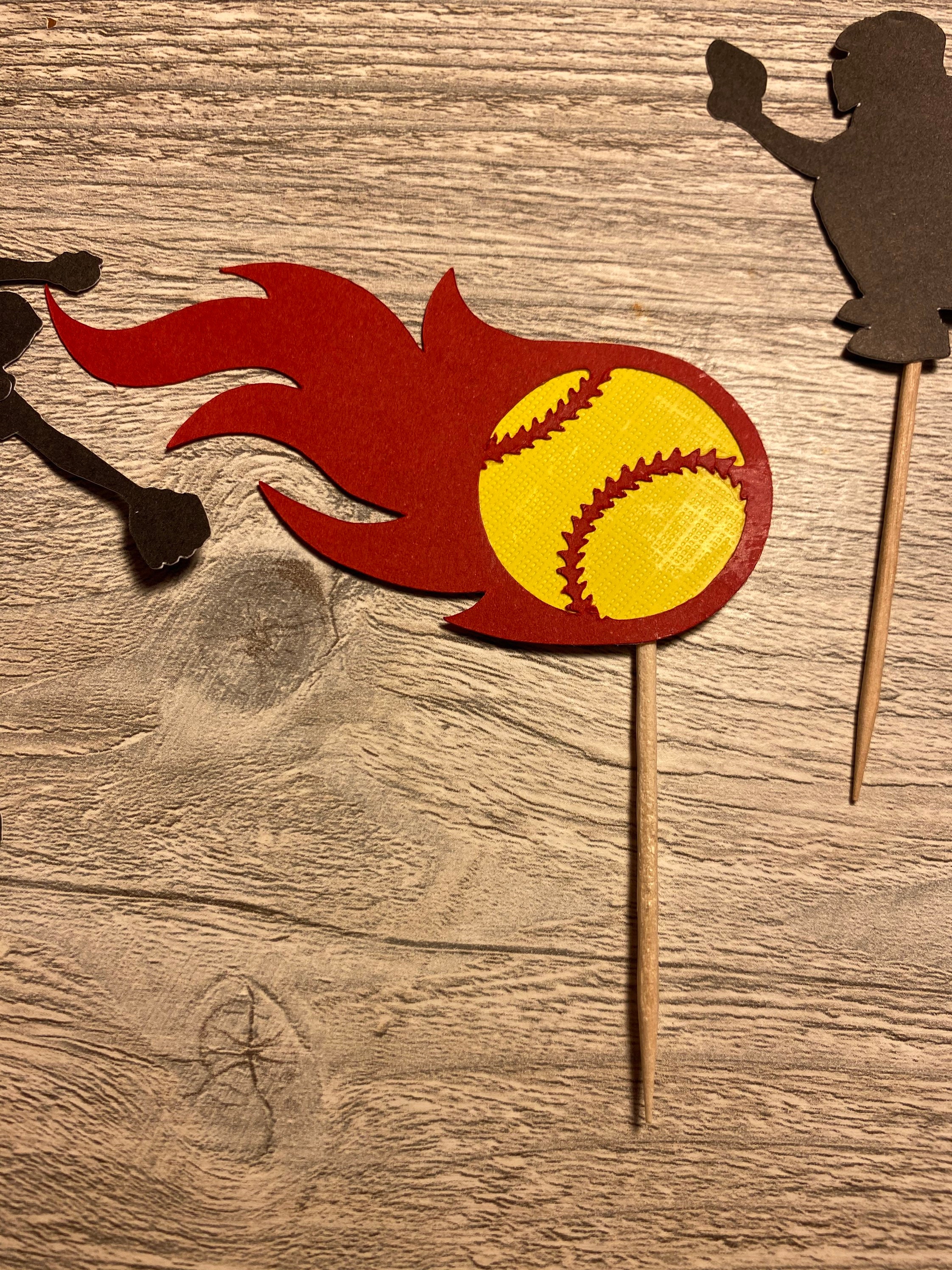 Set of 12 Softball or Baseball Team Party Cupcake Toppers - Etsy