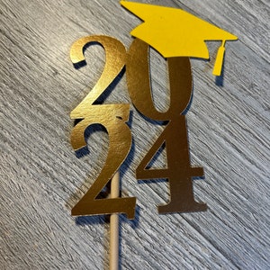 Set of 12 Class of 2024 Graduation Grad Cap Hat Cupcake Toppers - Etsy