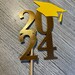 Set of 12 Class of 2024 Graduation Grad Cap Hat Cupcake Toppers - Etsy