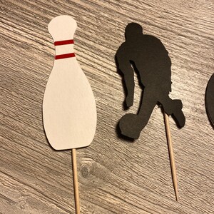 Set of 12 Male or Female Bowling Cupcake Toppers Graduation Sports ...