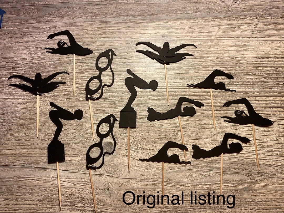 Swimmer Diver Cupcake Toppers Set of 12 Swim Team Can Customize or ...