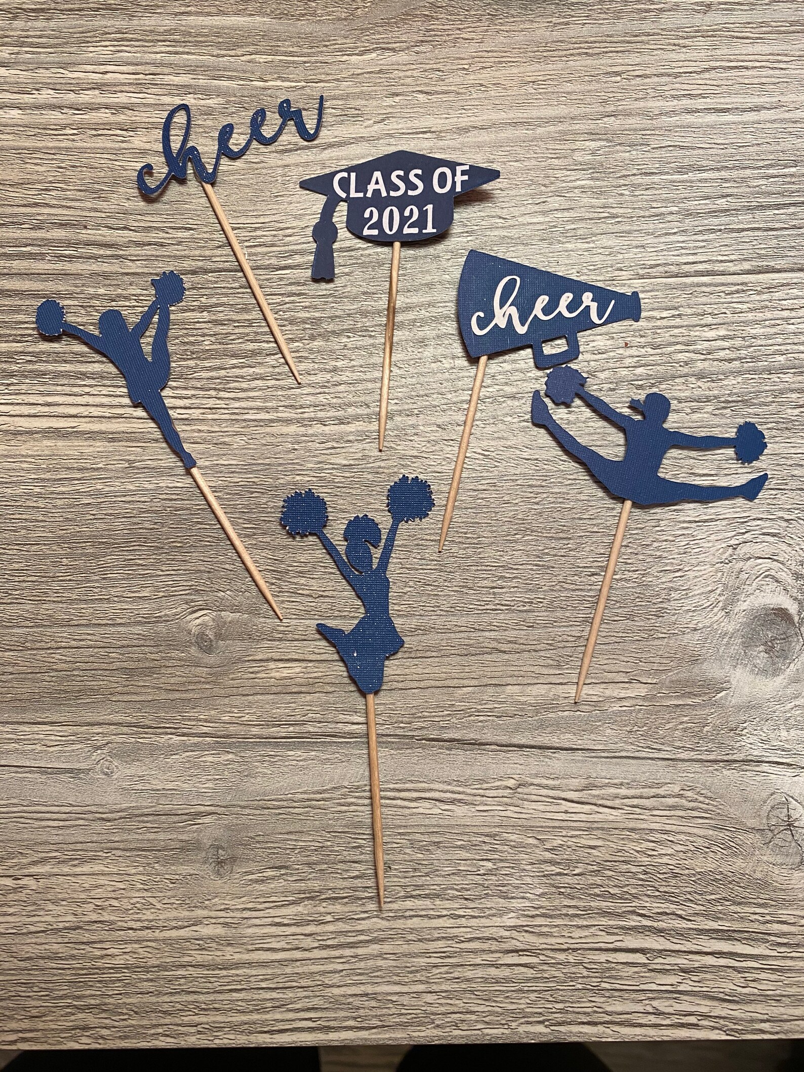 Set of 12 Cheer Cheerleading Pom Cupcake Toppers or - Etsy