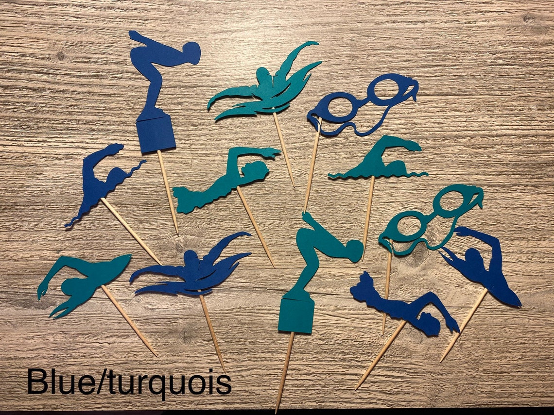 Swimmer Diver Cupcake Toppers Set of 12 Swim Team Can | Etsy