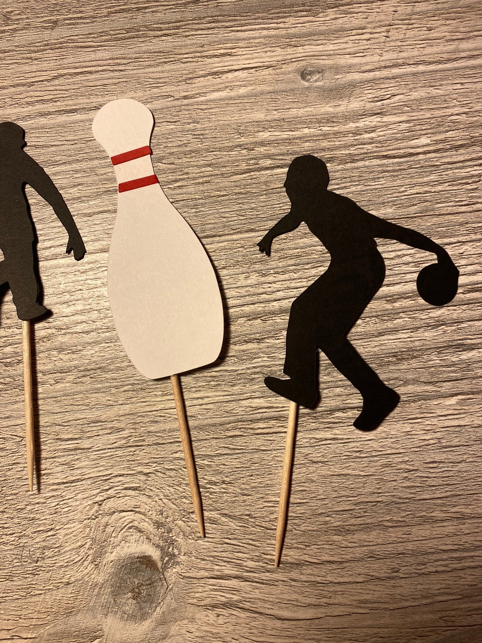 Set of 12 Male or Female Bowling Cupcake Toppers Graduation - Etsy