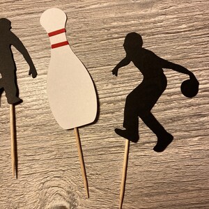 Set of 12 Male or Female Bowling Cupcake Toppers Graduation Sports ...