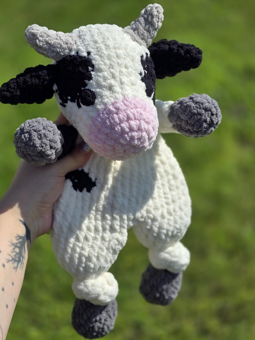 Handmade Amigurumi Cow Snuggler, Knotted Plush Lovey - Etsy