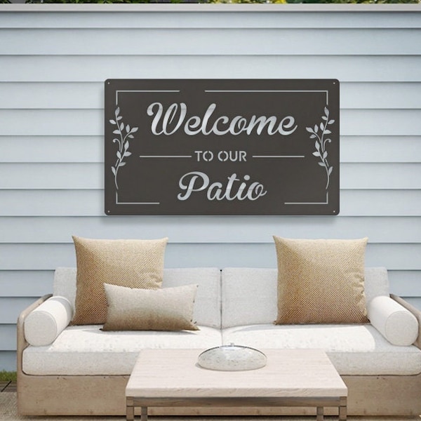 Welcome to Our Patio Sign - Etsy