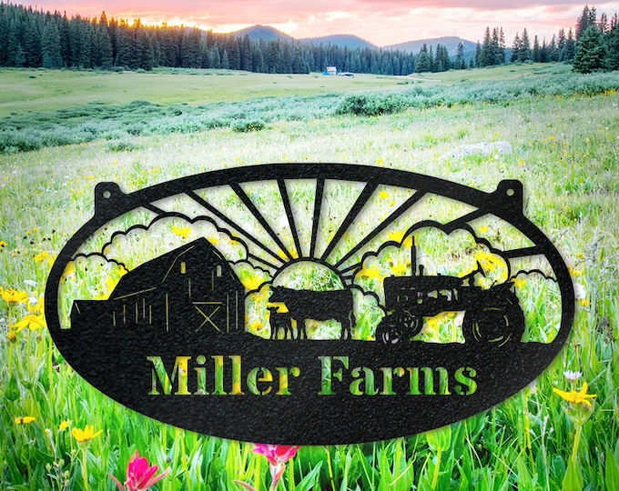 Farm Cows Oval Monogram Sunrise Farm Life Sign - Etsy