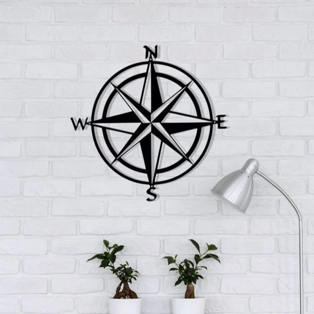 Compass Metal Sign Nautical Compass Navigation Decor North South